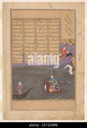 Faridun crosses the Tigris on his way to fight Zahhak 1590/1600 by Reza ...