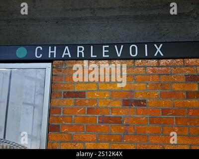 Charlevoix Metro station sign in Montreal, Quebec, Canada Stock Photo ...