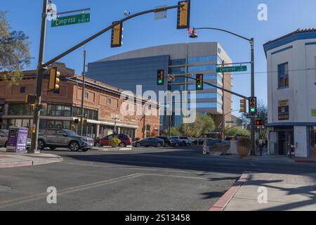 Downtown Tucson Arizona city Scape traffic Stock Photo - Alamy