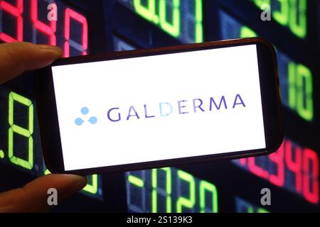 In this photo illustration, the Galderma logo is displayed on the ...