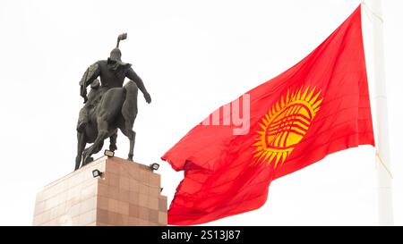 Manas statue, kyrgyz epic poem hero, symbol of Bishkek Stock Photo - Alamy