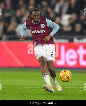 Aaron Wan-Bissaka of West Ham United during the West Ham United v Aston ...
