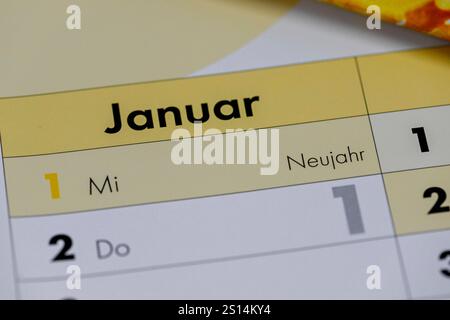 Der erste Januar auf einem Kalenderblatt, Deutschland, BLF *** The ...