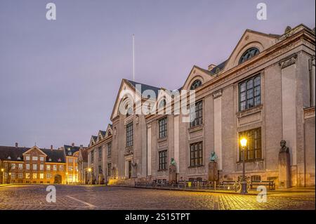 Copenhagen University Main Building at night, Frue Plads, Denmark ...