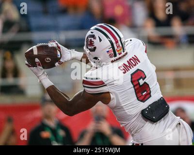 South Carolina tight end Joshua Simon runs a drill at the NFL football ...