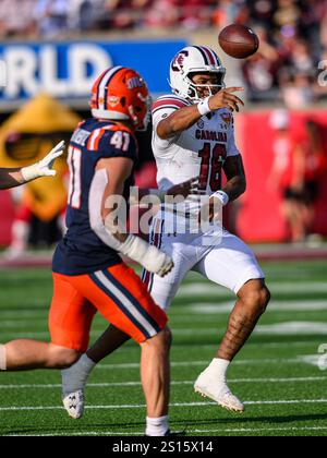 South Carolina quarterback LaNorris Sellers (16) celebrates after he ...