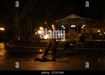 Odessa, Ukraine. 31st Dec, 2024. A car with New Year's pines drives ...