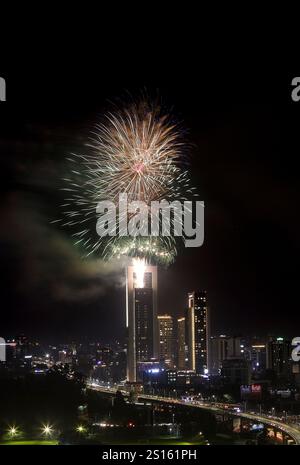 Nairobi, Kenya. 01st Jan, 2025. Fireworks illuminate the sky over GTC ...