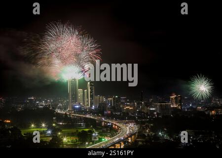 Nairobi, Kenya. 01st Jan, 2025. Fireworks illuminate the sky over GTC ...