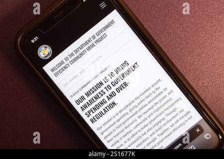 DOGE US Department of Government Efficiency logo seen on the smartphone ...