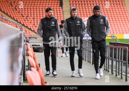 James Husband, Zac Ashworth and Ashley Fletcher of Blackpool arrive ...