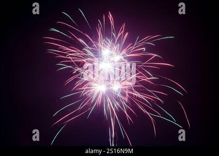 A vibrant and magnificent explosion of fireworks brilliantly ...