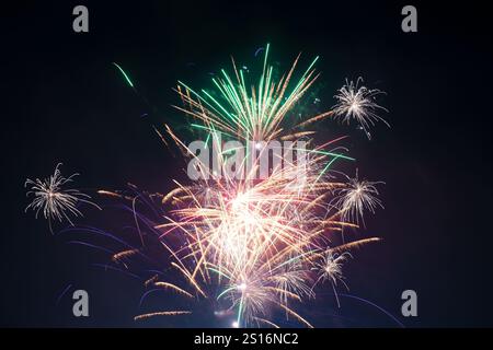 A vibrant and magnificent explosion of fireworks brilliantly ...