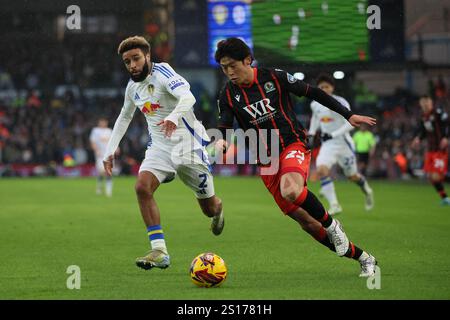Jayden Bogle of Leeds United battles with Femi Azeez of Millwall during ...