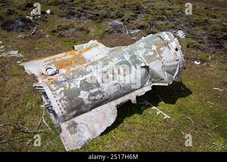 Cockpit and canopy sections at crash wreckage of C-437 an Argentine ...