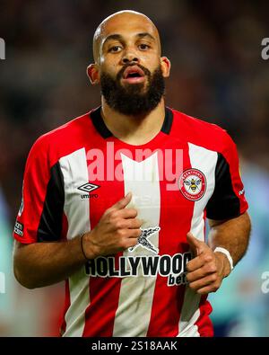 Bryan Mbeumo of Brentford in action during the Premier League match ...