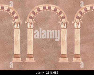 Greek ancient classic arch seamless border isolated on white. High ...