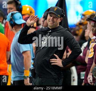 Arizona State head coach Kenny Dillingham watches from the sideline ...