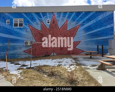 Maple leaf mural in downtown Newcastle in Miramichi, New Brunswick ...