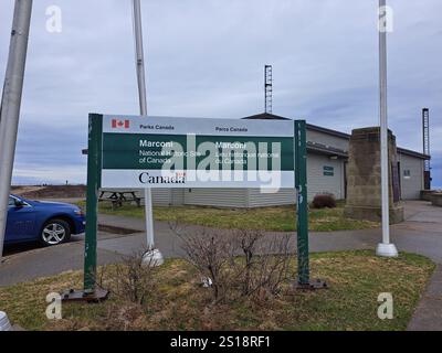 Parks Canada Marconi National Historic Site sign in Glace Bay, Nova ...