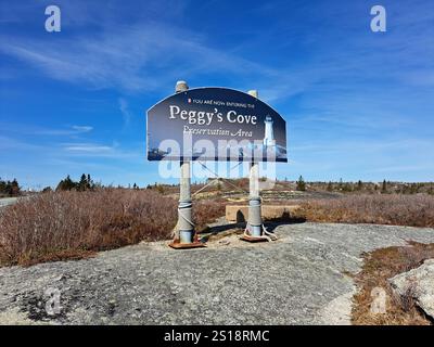 Peggy's Cove preservation area sign in Nova Scotia, Canada Stock Photo ...