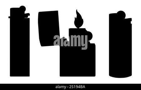 Outline drawing of a lighter. Different types of lighters. Handmade ...