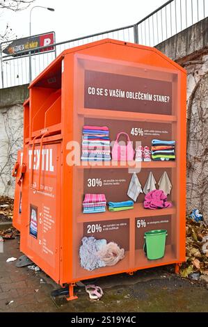 Containers for collecting textiles for recycling in Prague, Czech ...