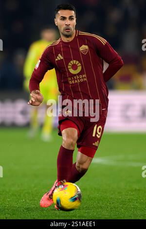 Olimpico Stadium, Rome, Italy - Zeki Celik of AS Roma under pressure ...
