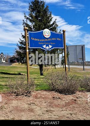 Welcome to Saint-Louis-du-Ha! Ha! sign on rue Marquis in Quebec, Canada ...