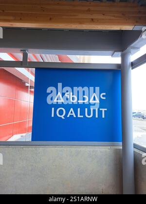 Bilingual welcome to Iqaluit sign in English and Inuktitut at Iqaluit ...