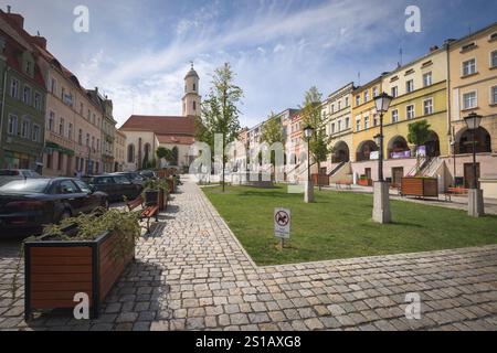 Vibrant square in Bolkow showcases colorful buildings, Poland Stock ...