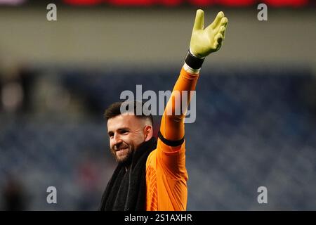 Rangers goalkeeper Liam Kelly celebrates saving a penalty during the ...