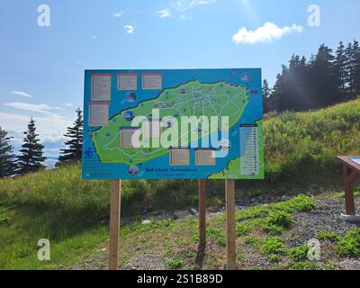 Map sign on Beach Hill at the ferry terminal in Wabana, Bell Island ...