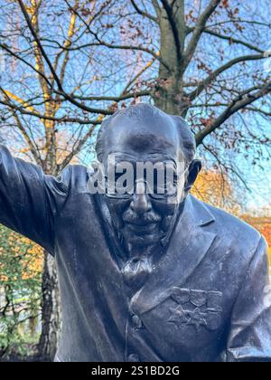 A bronze statue of Captain Sir Tom Moore, a British army captain and ...