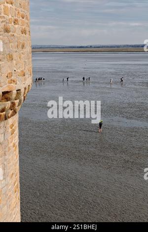Defensive rampart walkway at Mont Saint-Michel island commune at the ...