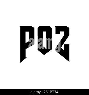 POZ letter logo design for technology company. POZ logo design black ...