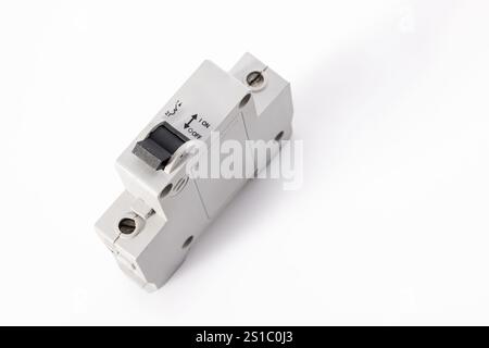Modern Electrical Circuit Breaker Isolated on White Background Stock ...