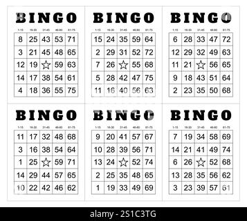 Bingo card random numbers printable template set. Vector illustration ...