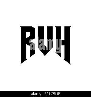 RVH letter logo design for technology company. RVH logo design black ...