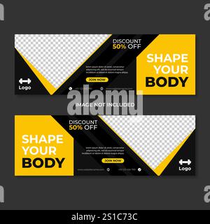 Gym and fitness social media post banner template Stock Vector Image ...