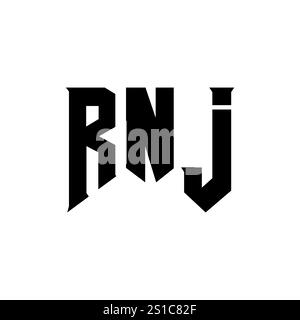 RNJ letter logo design for technology company. RNJ logo design black ...