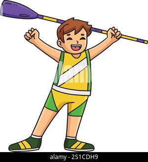 Rowing Oarsman Raising Oar in Victory Clipart Stock Vector Image & Art ...