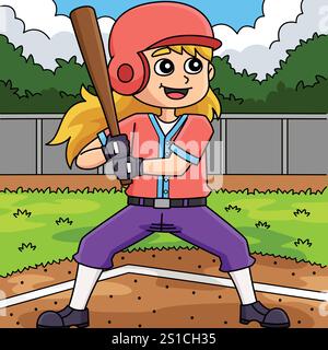 Female Baseball Batter Cartoon Colored Clipart Stock Vector Image & Art ...