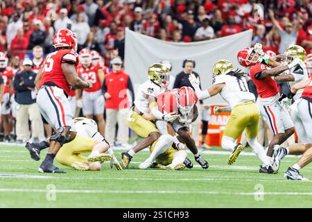 Georgia running back Trevor Etienne speaks during a press conference at ...