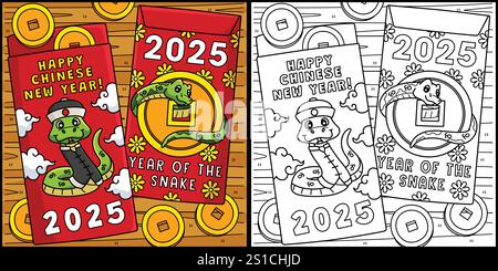 Year of the Snake Ang Pao Coloring Page for Kids Stock Vector Image ...