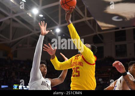Maryland center Derik Queen (25) shoots in front of Ohio State forward ...