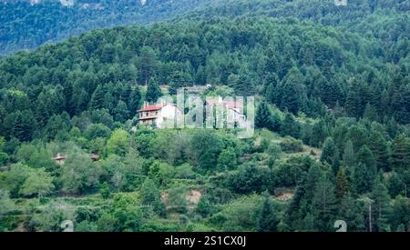 houses in Zarouhla village. Acahia, Greece. Greek landscapes Stock ...