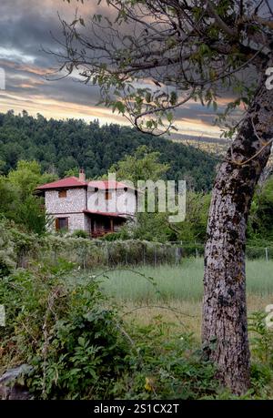 Farm house in Zarouhla village. Acahia, Greece. Greek nature landscapes ...