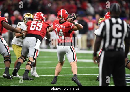 Georgia quarterback Gunner Stockton (14) during an NCAA football game ...