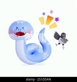 A snake and a magpie giving an excited high five Stock Photo - Alamy